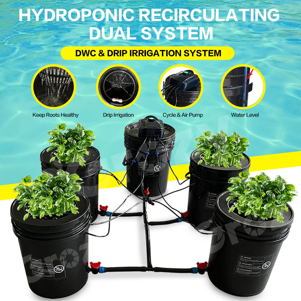Hydroponics DWC & Drip Recirculating Growing System 4 Plant Buckets Co – Grozy