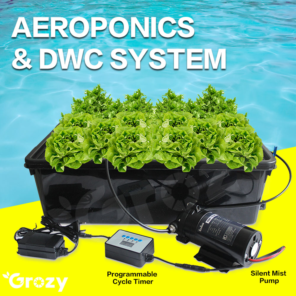 Hydroponics Aeroponics + DWC Growing System Clone Station Mist Pump Cy ...