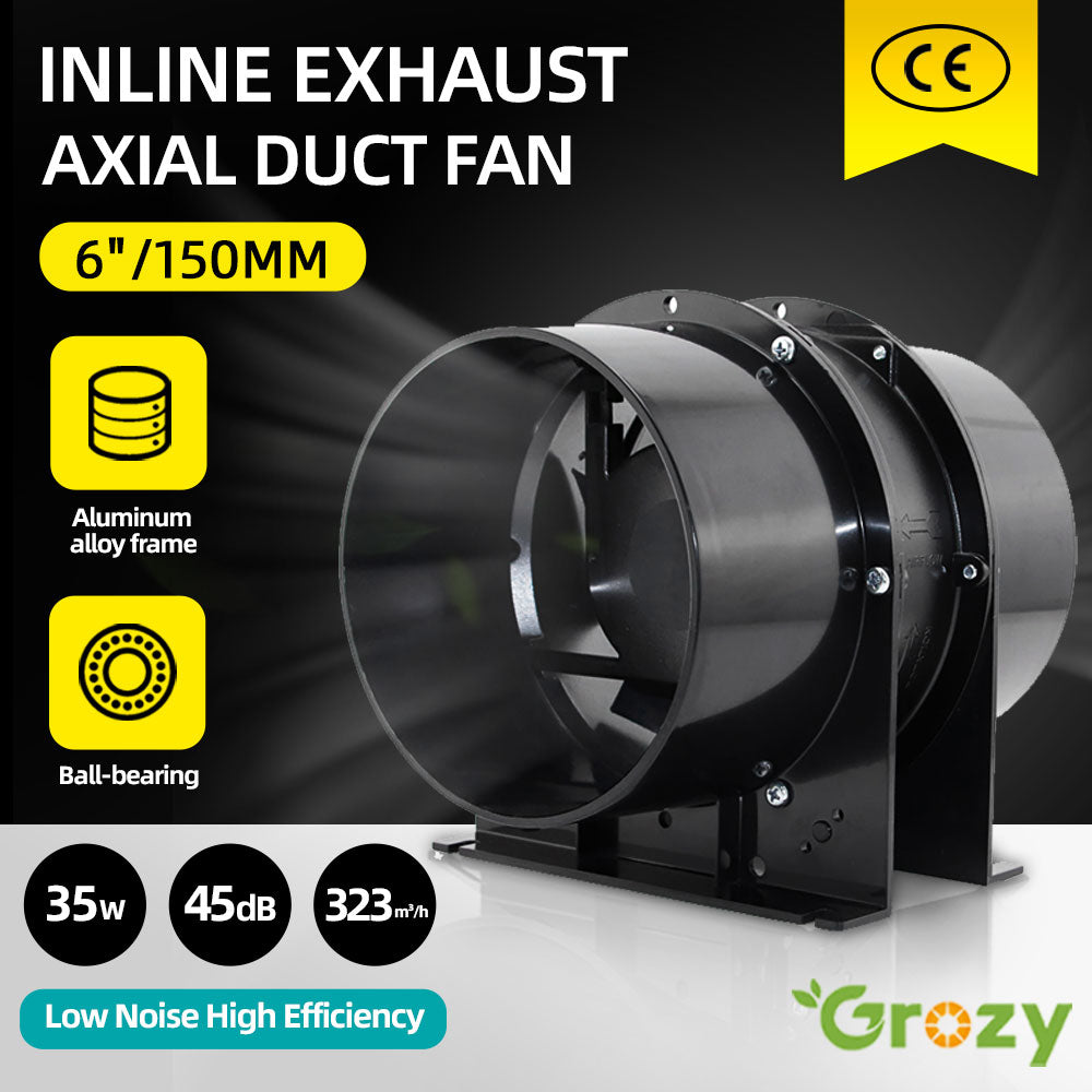 Hydroponics 6 inch 6"/150mm Inline Axial Fan Metal Blower Ventilation ...