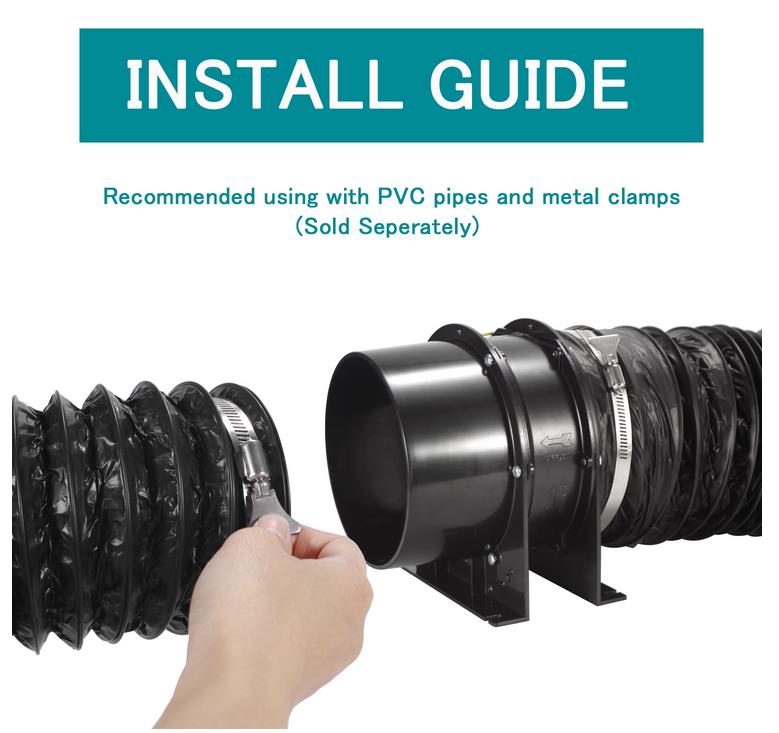 Hydroponics 6 inch 6"/150mm Inline Axial Fan Metal Blower Ventilation ...