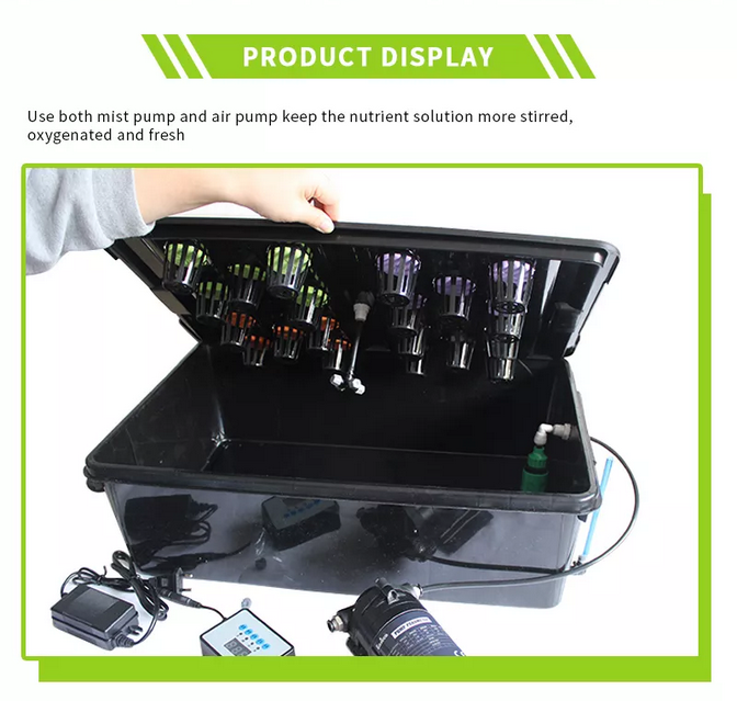 Hydroponics Aeroponics + DWC Growing System Clone Station Mist Pump Cy ...