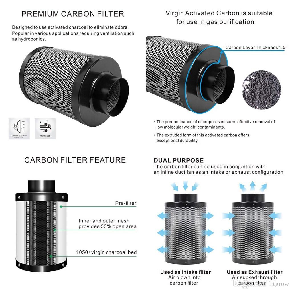 HYDROPONICS 6" Inch / 150mm ACTIVATED CARBON FILTER VENTILATION Odor C ...