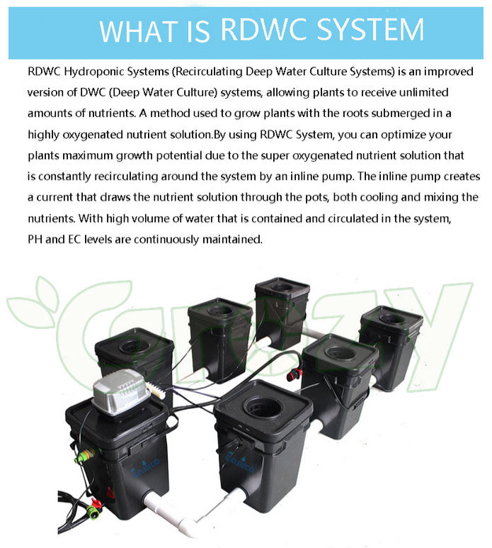 RDWC 7 Pots Cloner Growing Kit DWC Recirculation System Cycle Pump Hyd ...
